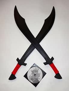 MYLAWOOD 2 Black Scimitar Swords Martial Arts Practice FMA Pair ...