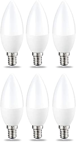 Amazon Basics E14 LED Lampe, Kerzenform, 5W (ersetzt 40W), klar, dimmbar, Warmweiß, 6Stück ...