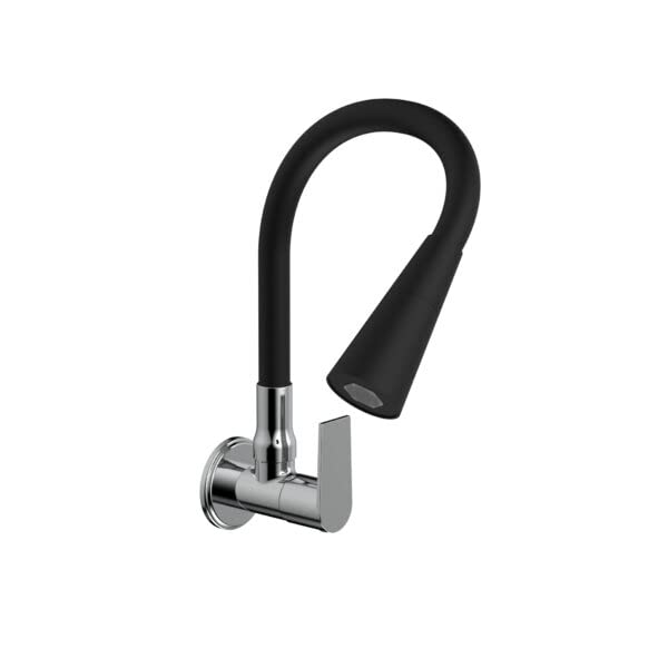 Viking Wall Mounted Sink Tap with Flexible Spout, Chrome Finish, Brass ...