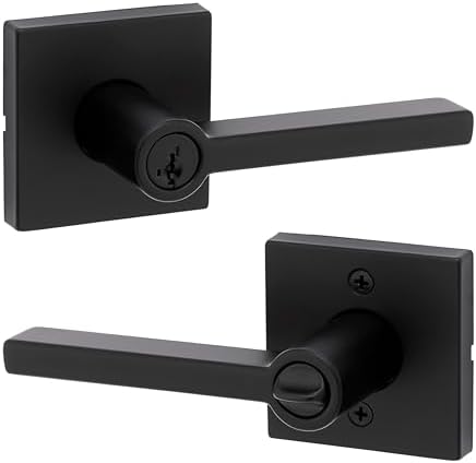 Weiser Daylon Matte Black Front Door Handle with Lock, Reversible ...