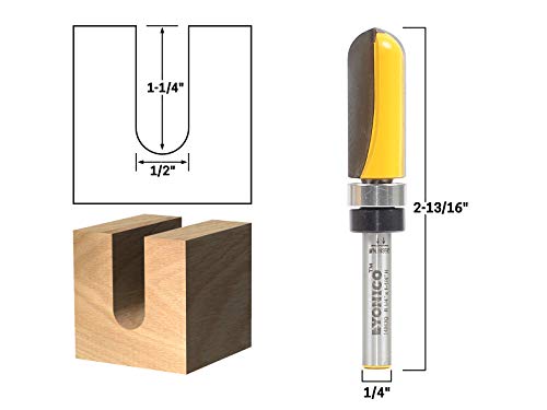 Yonico 14963q 1/2-Inch Diameter Core Box Template Router Bit 1/4-Inch ...