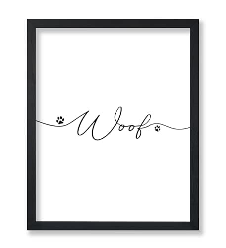 Amazon.com: Monem Art Woof Poster - Dog Paws Print - Pet Art - Cursive ...