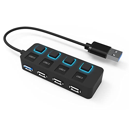 USB 3.0 Hub,4-Port Mini Powered USB hub 3.0,2.0 Hub with Individual LED ...