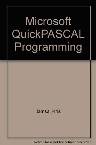 Microsoft QuickPascal Programming: Jamsa, Kris A.: 9781556152481: Amazon.com: Books