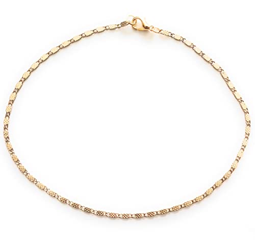 Amazon.com: Plus Size Ankle Bracelet Chain Embossed Pattern Link 12 ...