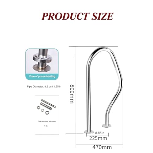 Pool Handrail, Inground Pool Stair Handrail Safety Bar Entrance ...