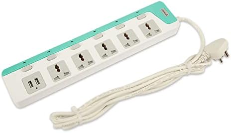Croma 5 Way Extension Board Surge Protector with 2 USB Charging Ports ...
