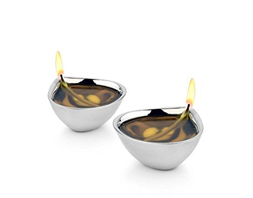 Buy AT HOME Steel Double Walled Diwali Diya Set of 2 (Gift Box Packing ...