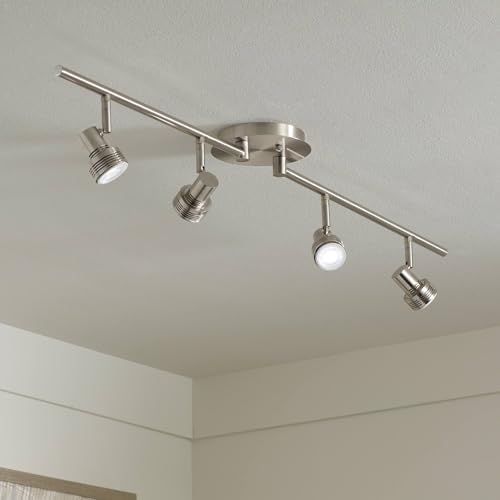 Pro Track 4-Light Heads 6.5W LED Ceiling Track Light Fixture Kit GU10 ...