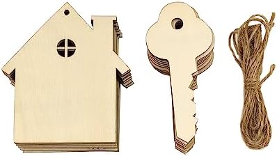 Amazon.com: Xonzmmk 32 Wooden House & Key Cutouts Unfinished House ...