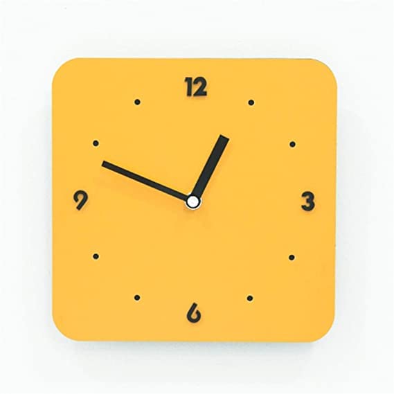 Buy NABSTER Wooden Wall Clock Yellow Square with Black Number Made with ...