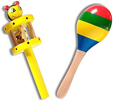 Aj Alliance Wooden Colorful Attractive Non Toxic Rattles, Musical Toys ...