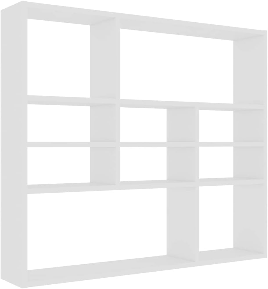 vidaXL Wall Mounted Shelf - Modern White Engineered Wood Display Shelf ...