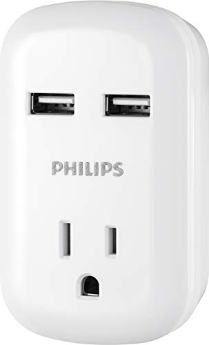 Philips 1 Outlet 2 USB Power Strip Wall Tap, Compact Adapter, Charging ...