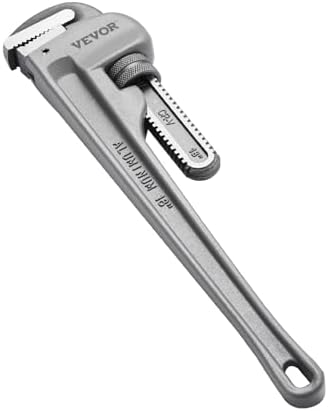 VEVOR Pipe Wrench, 18" Aluminum Straight Pipe Wrench, Adjustable ...