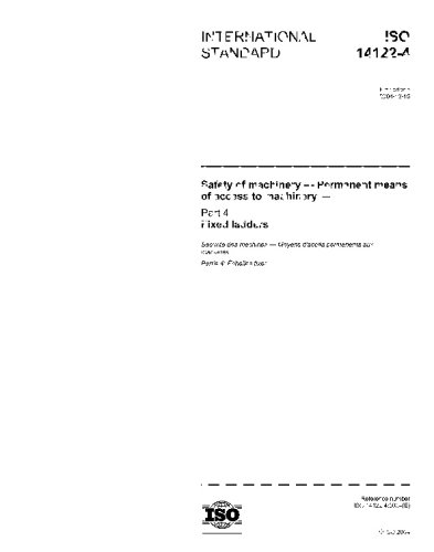 ISO 14122-4:2004, Safety of machinery - Permanent means of access to machinery - Part 4: Fixed ...