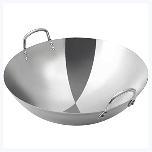 Amazon.com: Large Stainless Steel Wok, Thickened Round Bottom Uncoated ...