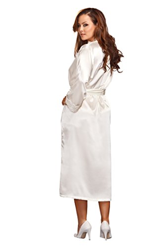 iCollection Women's Plus-Size Long Satin Robe, White, 3/4X : Amazon.in ...