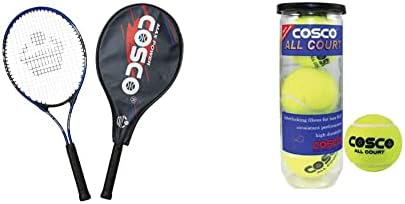 Buy Cosco Max Power Aluminium Tennis Racquet & All Court Tennis Ball ...