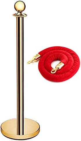 Malabar Golden finish Q Manager with Red Rope, for Social Distancing ...