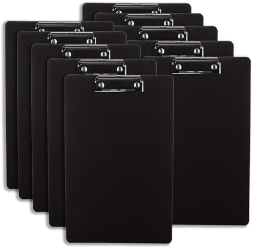 LDHHYH Clipboards A4 Pack of 10, Black Clipboard A4 Plastic Clip Board ...