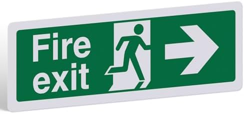 Fire Exit Sign Arrow Right - 1mm PVC Rigid Plastic with Self-Adhesive ...
