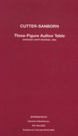 Buy Cutter-Sanborn Three-Figure Author Table: Swanson-Swift Revision ...