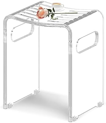 Amazon.com: FansaFurn Acrylic Shower Stool, Modern Shower Bench with ...