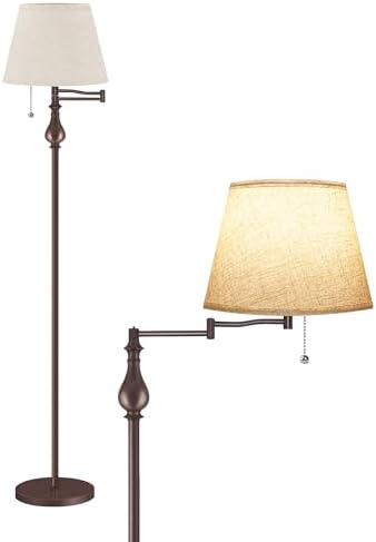 Vintage Floor Lamp with 350°Adjustable Swing Arm, 61” Mid-Century ...