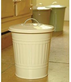 mini metal bin with lid - cream coloured - 10.5 litre capacity - 33cm H ...