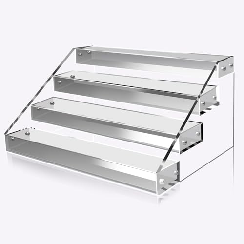 Acrylic Display Risers,12inch 4 Tier Clear Display Shelf, Perfume ...