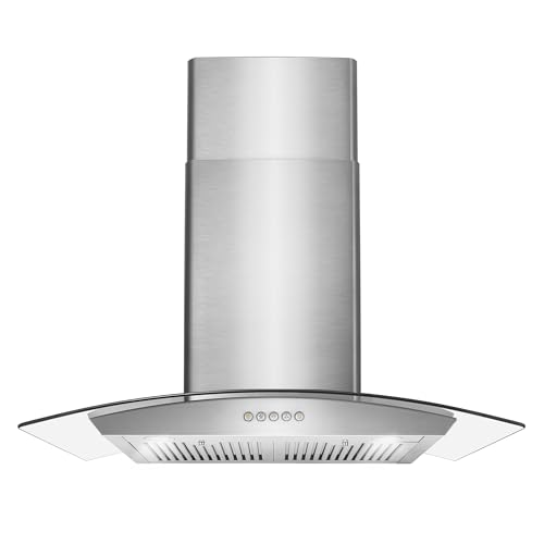 COSMO 668A750 Wall Mount Range Hood 380-CFM with Ducted Glass Chimney ...