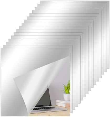 ASSRECT 16Pcs Acrylic Mirror Tiles 15 x 15cm Self Adhesive Square ...