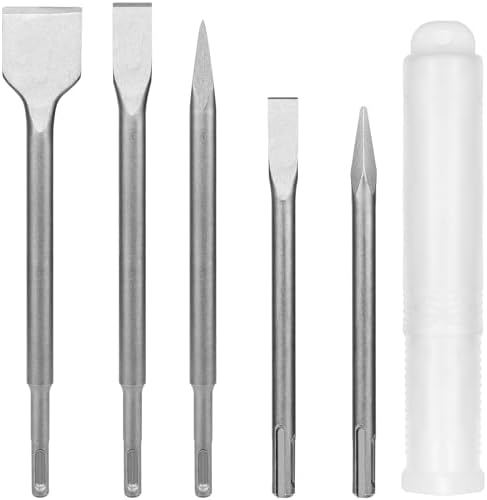 5-Piece SDS Plus Hammer Chisel Set Heavy Duty Steel SDS Drill Bit Set ...