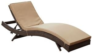 Amazon.com: Peer Outdoor Wicker Chaise Lounge Chair in Brown Rattan and ...