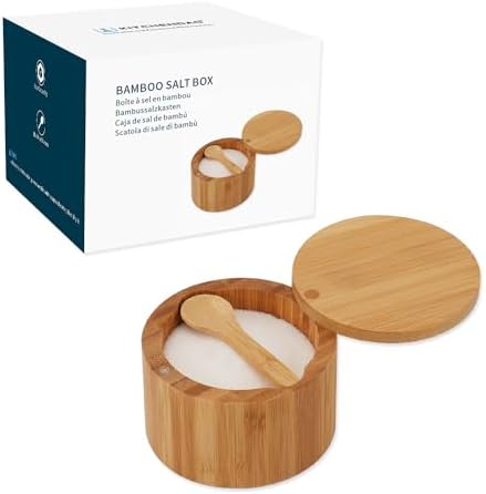 Amazon.com: Round Bamboo Salt Box Eco-Friendly, 100% Organic bamboo ...