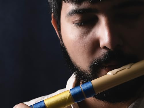 Radhe Flutes | C Natural Right Handed Middle Bansuri | Blue & Yellow ...