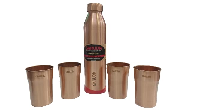 Garuda Copper Master, Copper Bottle with 4 Glass, Ayurveda Combo Set ...