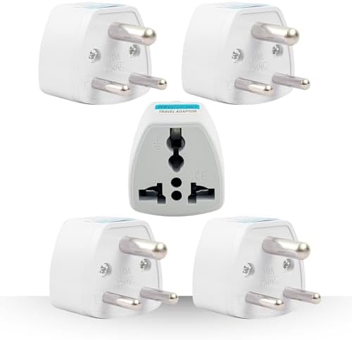 Hi-Plasst (Pack of 3) Type-D Plug Adapter for India with Universal ...