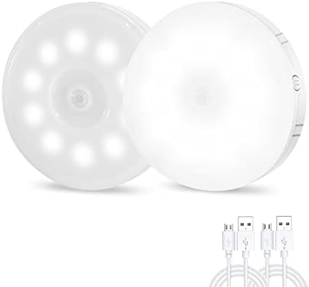 LED Motion Sensor Night Light,2 Pack USB Rechargeable Battery Lights ...