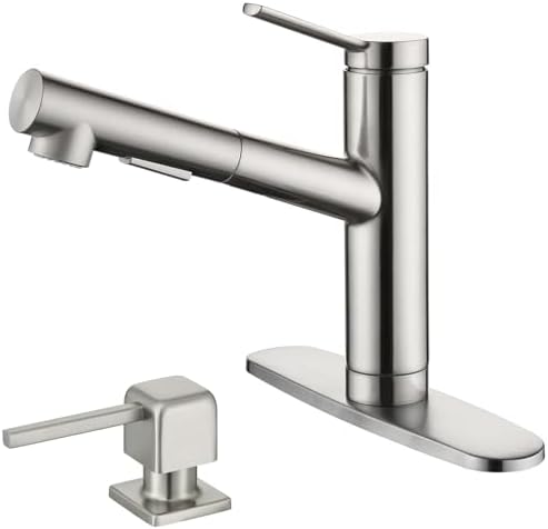 CREA Low Profile Kitchen Faucet with Soap Dispenser,Kitchen Faucet with ...