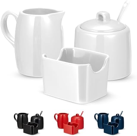 Amazon.com | Ceramic Colorful Creamer and Sugar Set with Lid Spoon ...