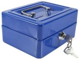 1x Red 20.5cm Metal Cash Box - Lockable Metal Petty Coin Notes Money ...