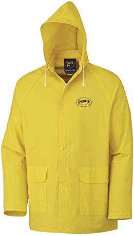 Pioneer V3010560-L Vented Rain Jacket - 2 Large Cargo Pockets, Yellow ...