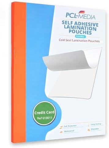 PCL Media ltd® Self Seal Laminating Pouches Credit Card Size, Cold Seal ...
