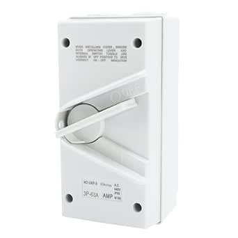 Enclosed Motor Disconnect Switch 63A 440V AC, 3 Pole Heavy Duty Safety Isolation Switch, IP65 ...