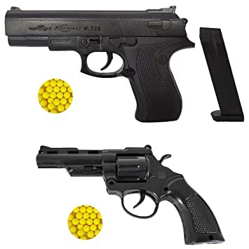 Buy TRT-Sales Pistol 729 and Revolver Plastic Toy , Black with 8 Round ...