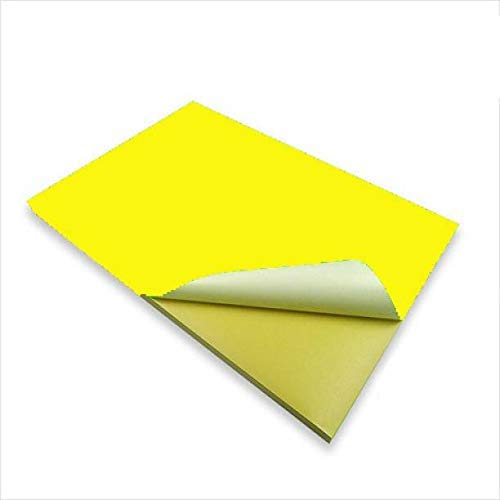 Vasavi Labels 100 Sheets of A4 Size Fluorescent Yellow Sticker Paper ...