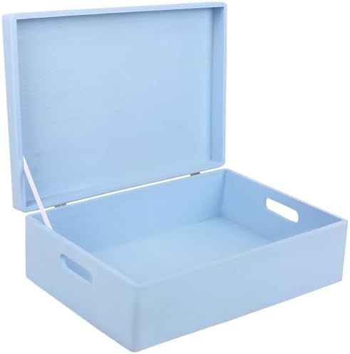 Amazon.com: Creative Deco XL Blue Wooden Box Storage with Hinged Lid ...