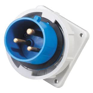 IEC 60309 Panel Mounted Plug, 3 PIN, 32A, 230V, 2 Pole, 3 Wire, Single ...